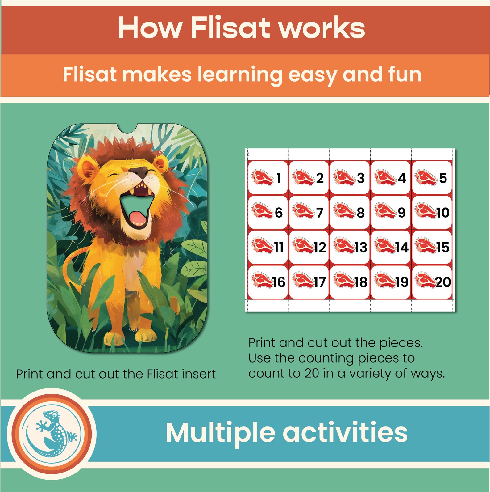 Feed the Lion Flisat Insert, Counting to 20 Activity, Printable ...
