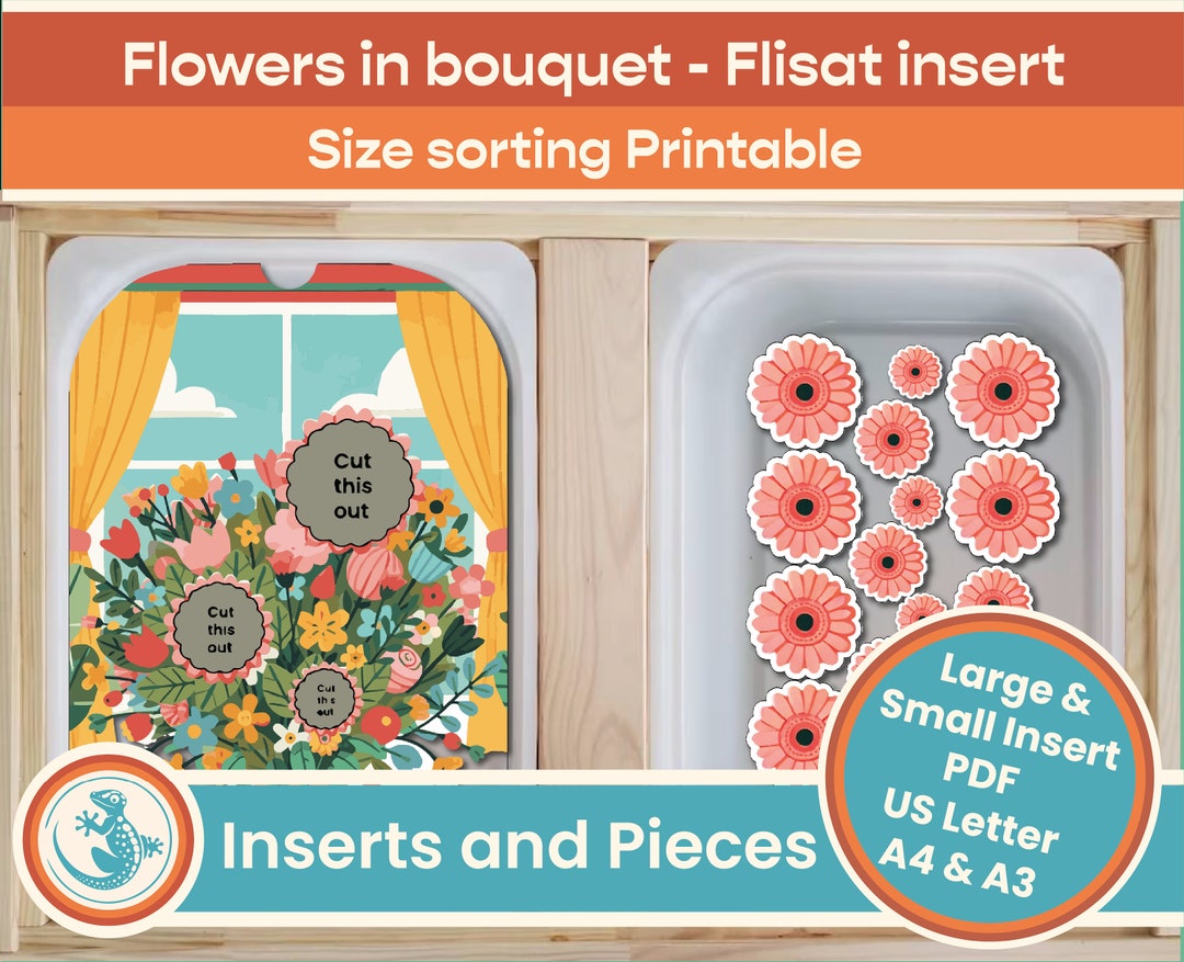 Flisat Insert Sort Flowers by Size, Matching Activity, Printable ...