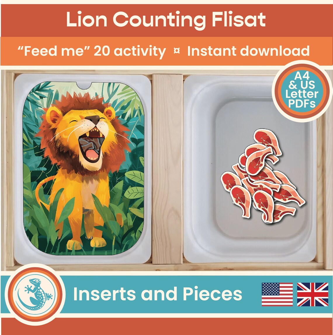 Feed the Lion Flisat Insert, Counting to 20 Activity, Printable ...