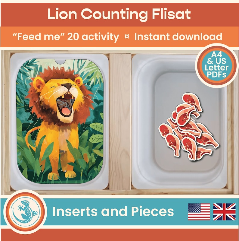 Feed the Lion Flisat Insert, Counting to 20 Activity, Printable ...