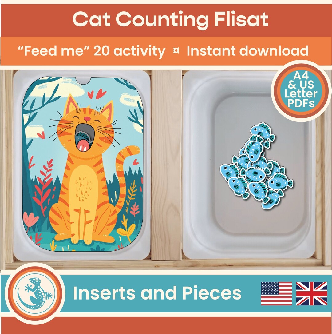 Feed the Cat Flisat Insert, Counting to 20 Activity, Printable ...