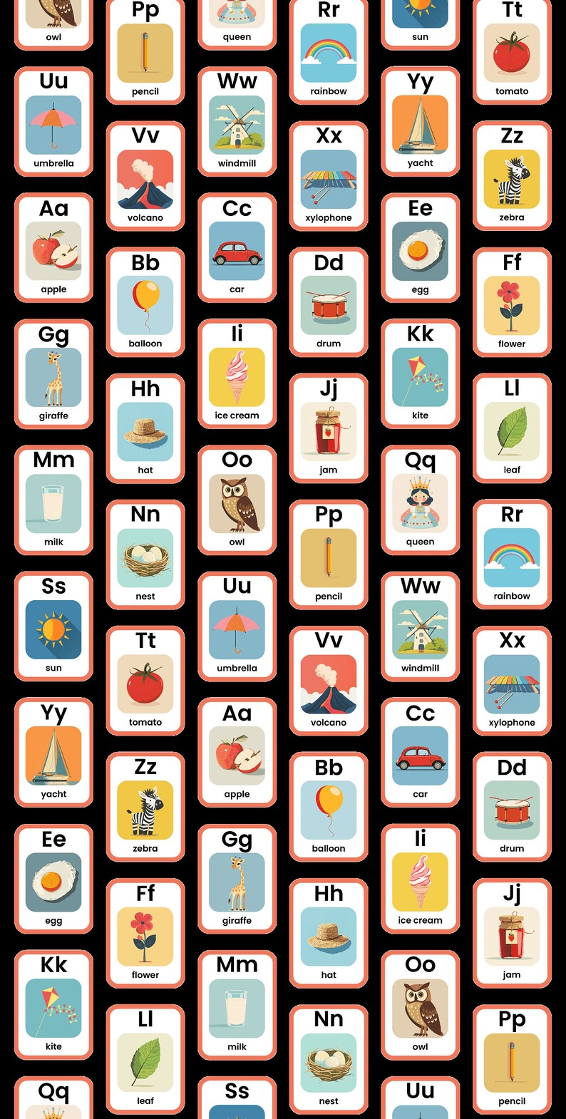 26 Alphabet Flashcards Printable, Digital Download, Montessori Layout ...