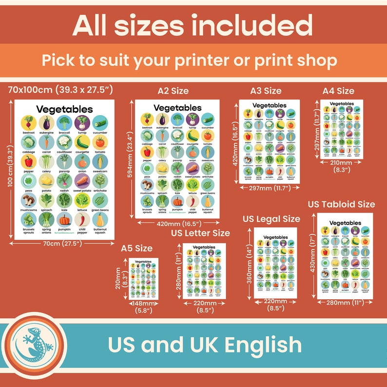 Vegetables Colour Poster Printable, Homeschool Montessori Materials ...