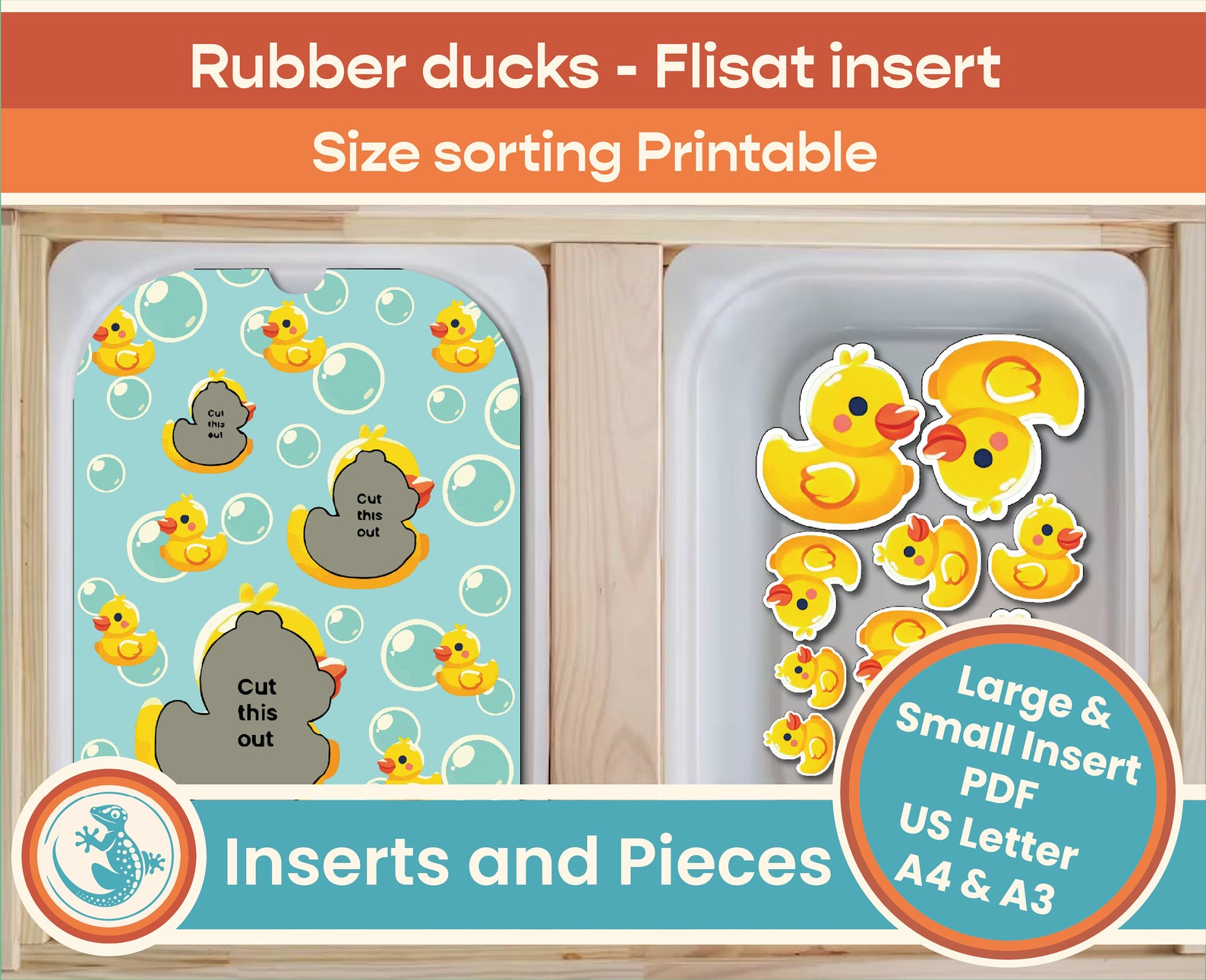 Flisat Insert Sort Rubber Ducks by Size, Matching Activity, Printable ...