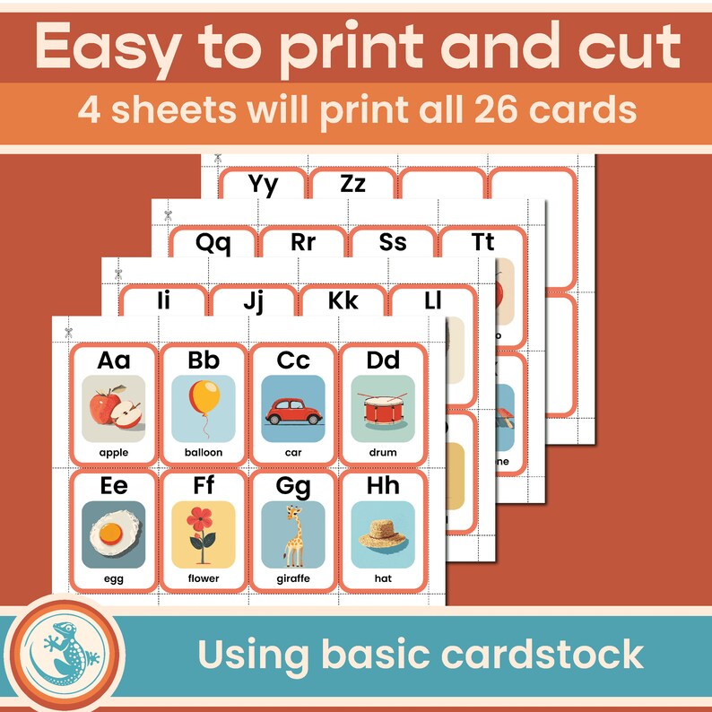 26 Alphabet Flashcards Printable, Digital Download, Montessori Layout ...