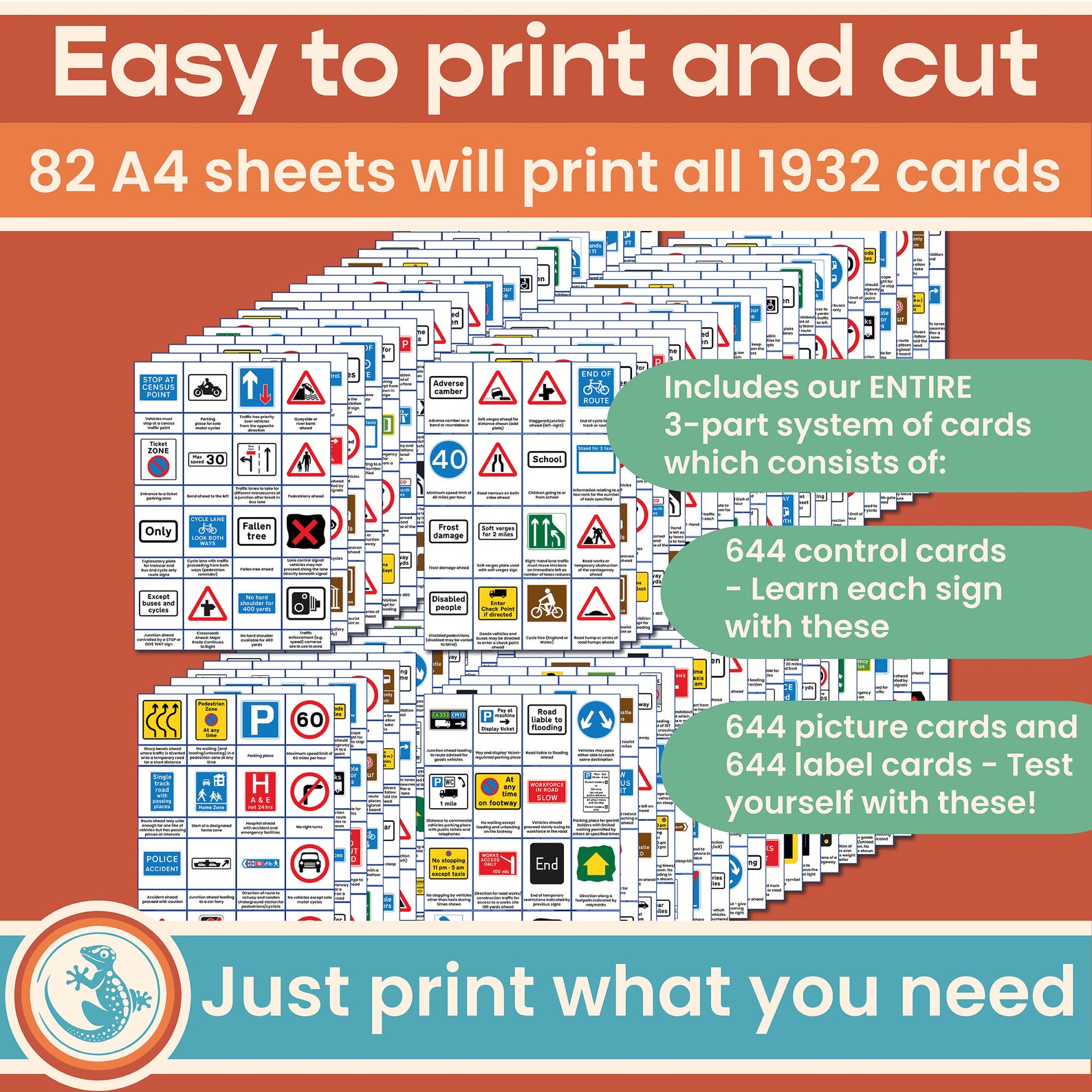 COMPLETE 628 UK Road Traffic Signs Flashcards Printable, Pass Your ...