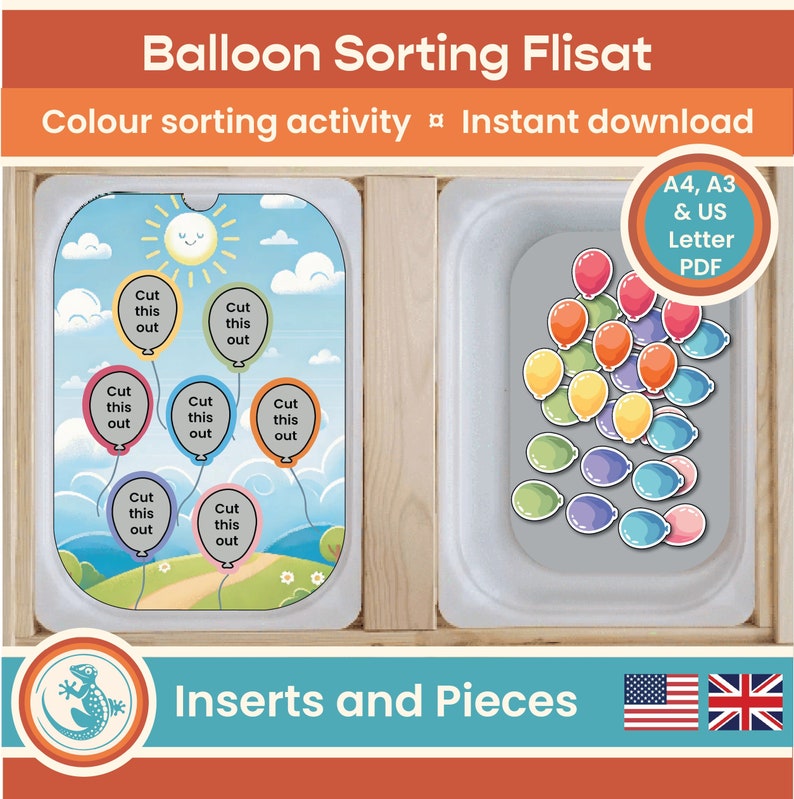Slot the Balloons Into the Shapes in the Sky: Flisat Insert, Digital ...