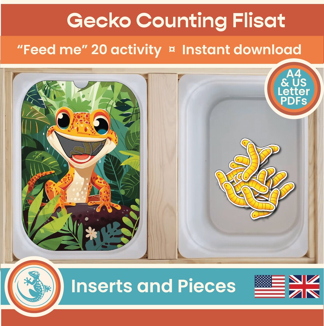 Feed the Gecko Flisat Insert, Counting to 20 Activity, Printable ...