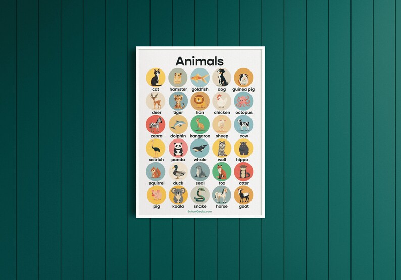 Animals Colour Poster Printable, Homeschool Montessori Materials ...
