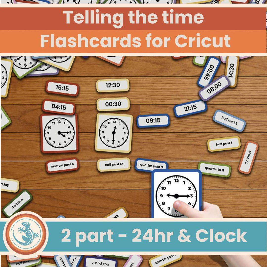 2 Part - Telling the Time Flashcards for Cutting Machines - Analogue ...