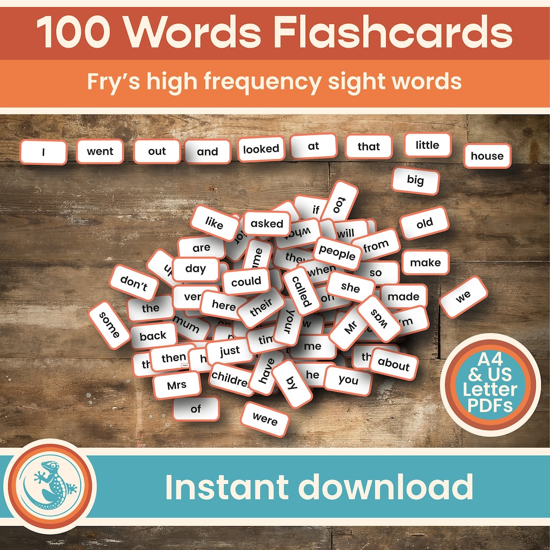 100 Fry Sight Words High Frequency Word Flashcards, Preschool ...