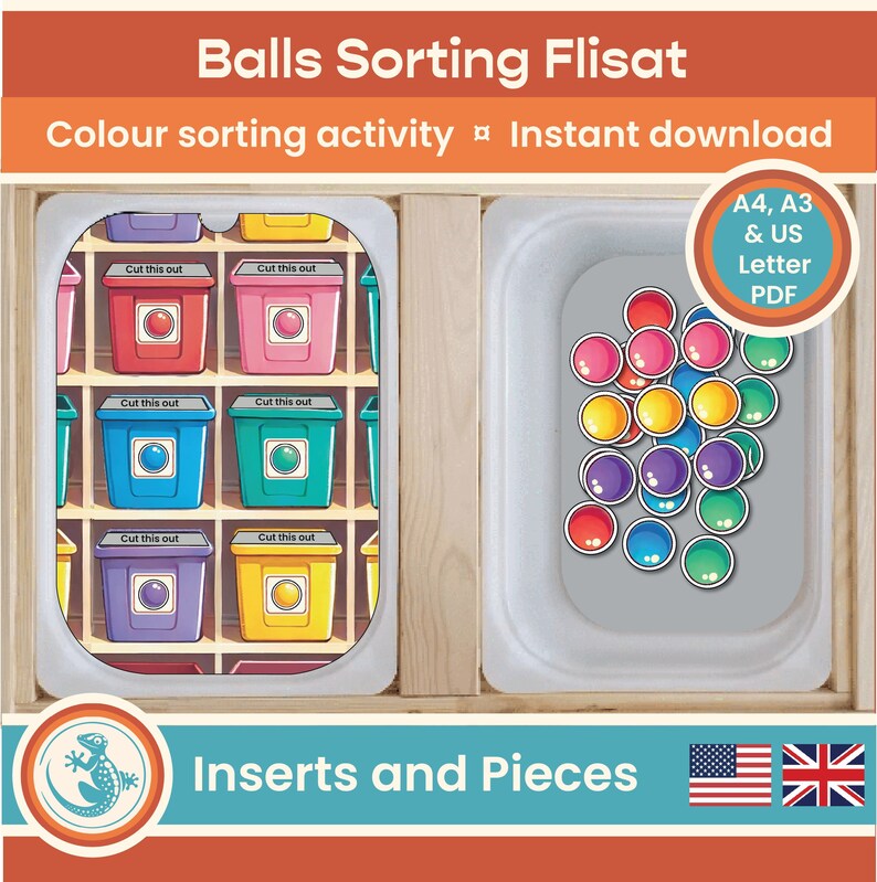 Slot the Balls Into the Colourful Storage Boxes: Flisat Insert, Sorting ...