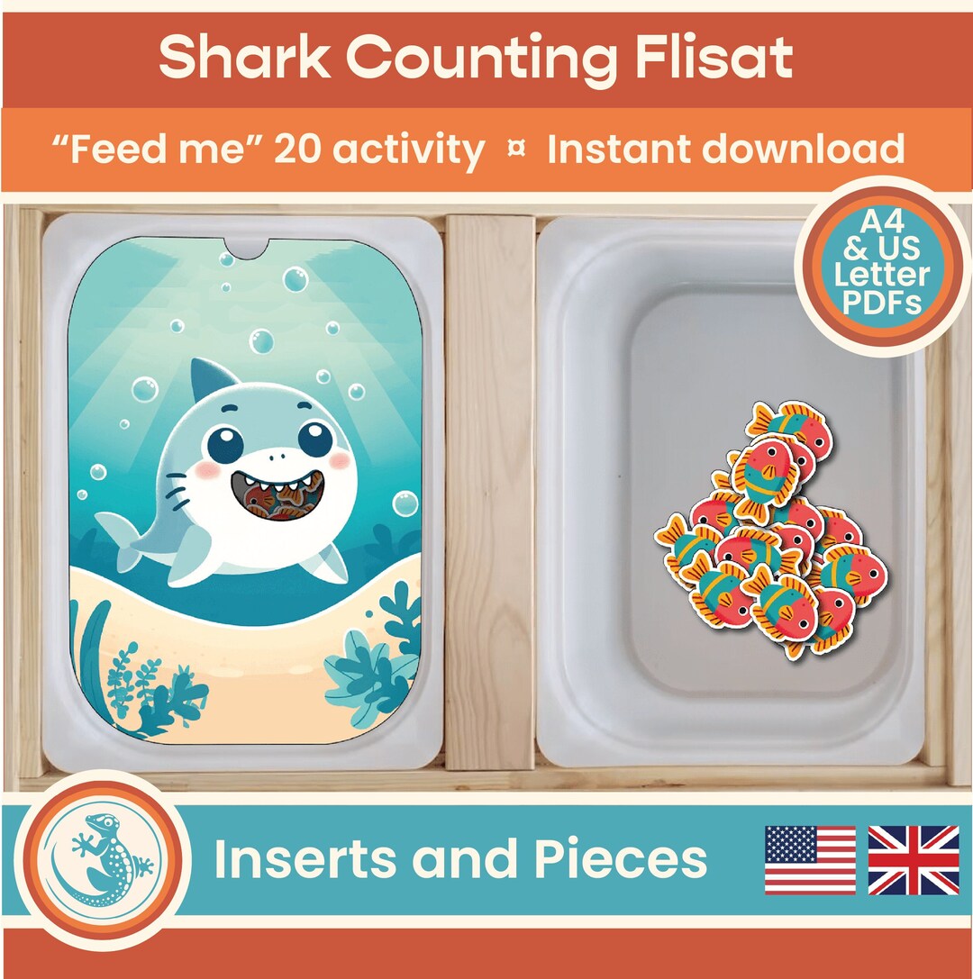 Feed the Shark Flisat Insert, Counting to 20 Activity, Printable ...