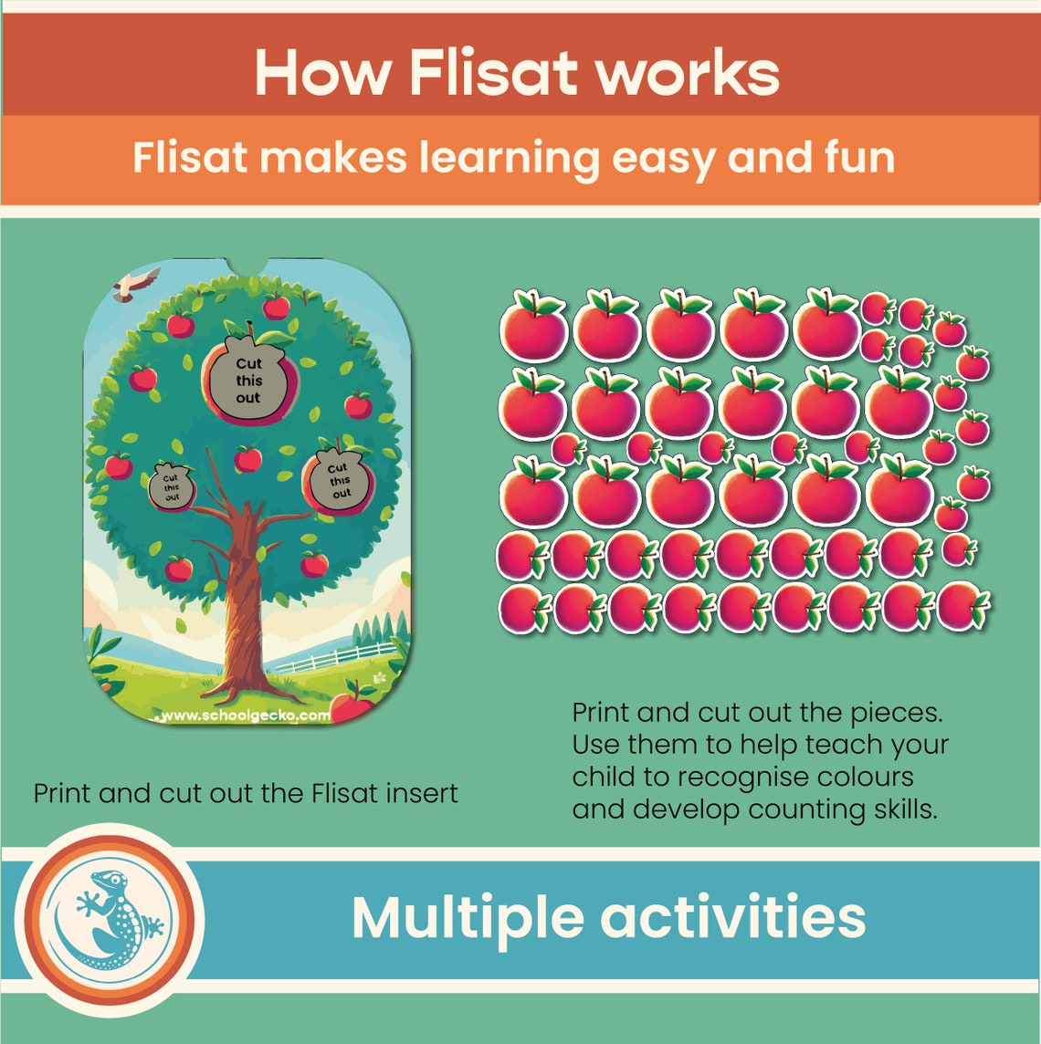Flisat Insert Sort Apples by Size, Matching Activity, Printable ...