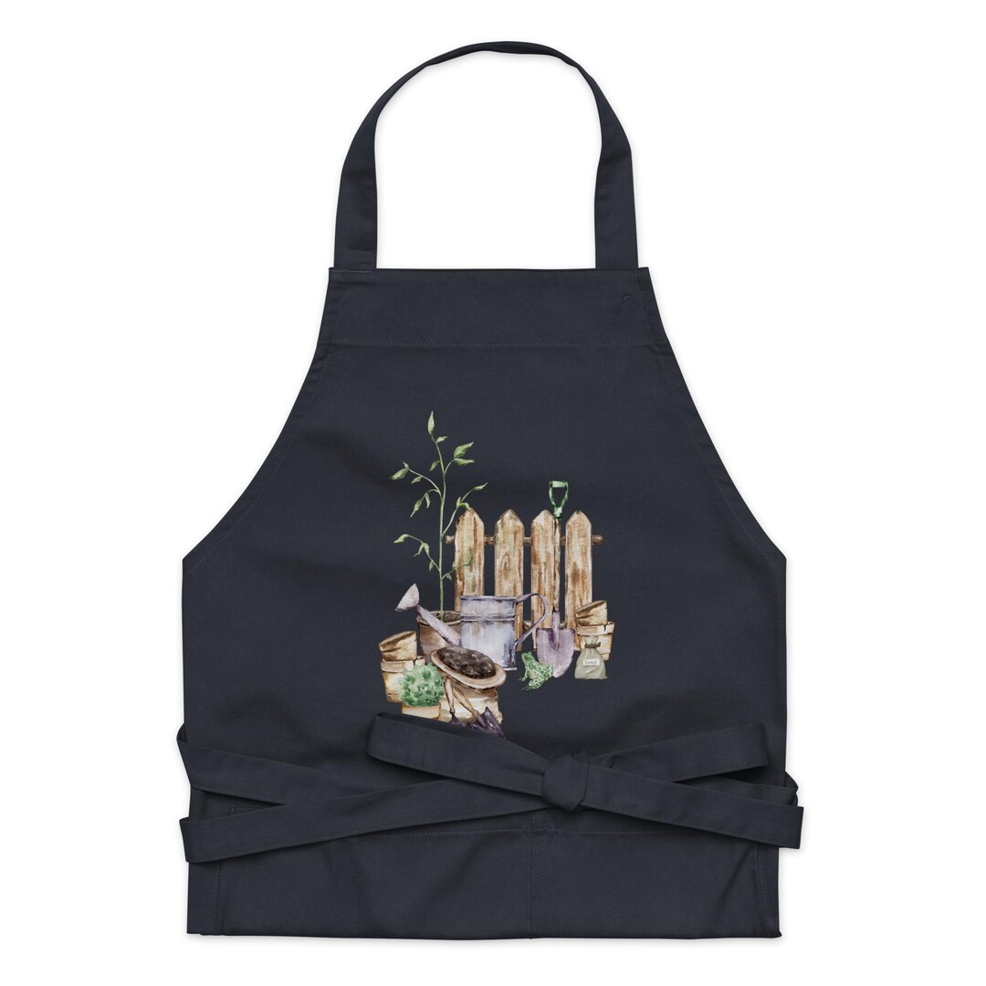 Organic Cotton Garden Apron – Rustic Fence & Tools Print - Etsy