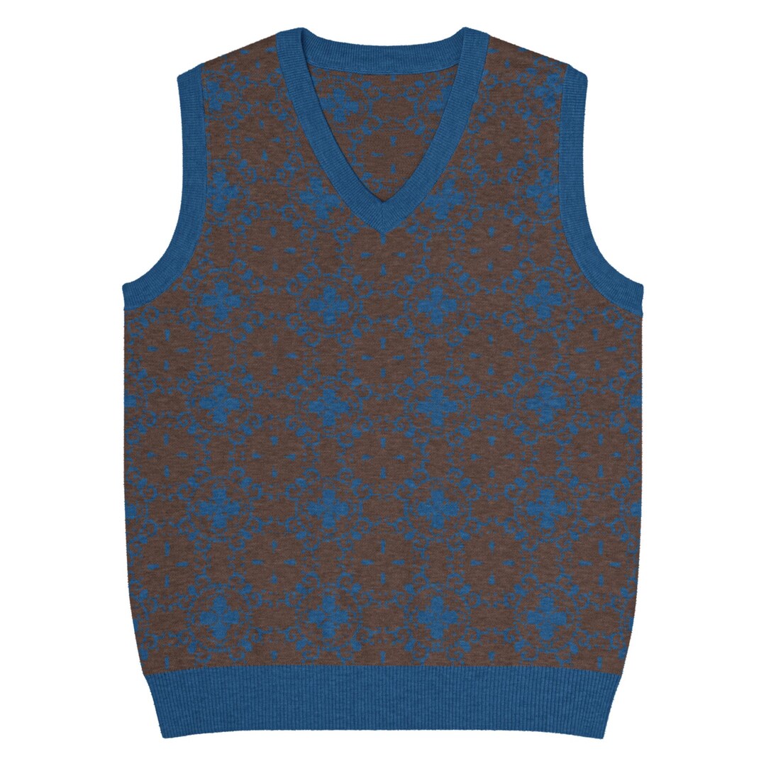 Knit V-neck Vest — Soil & Yale Blue Pattern With Yale Blue Trim — 3XS ...