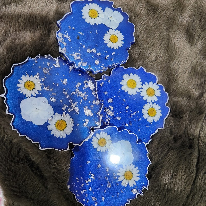 Dark Blue Coaster Flower - Etsy UK