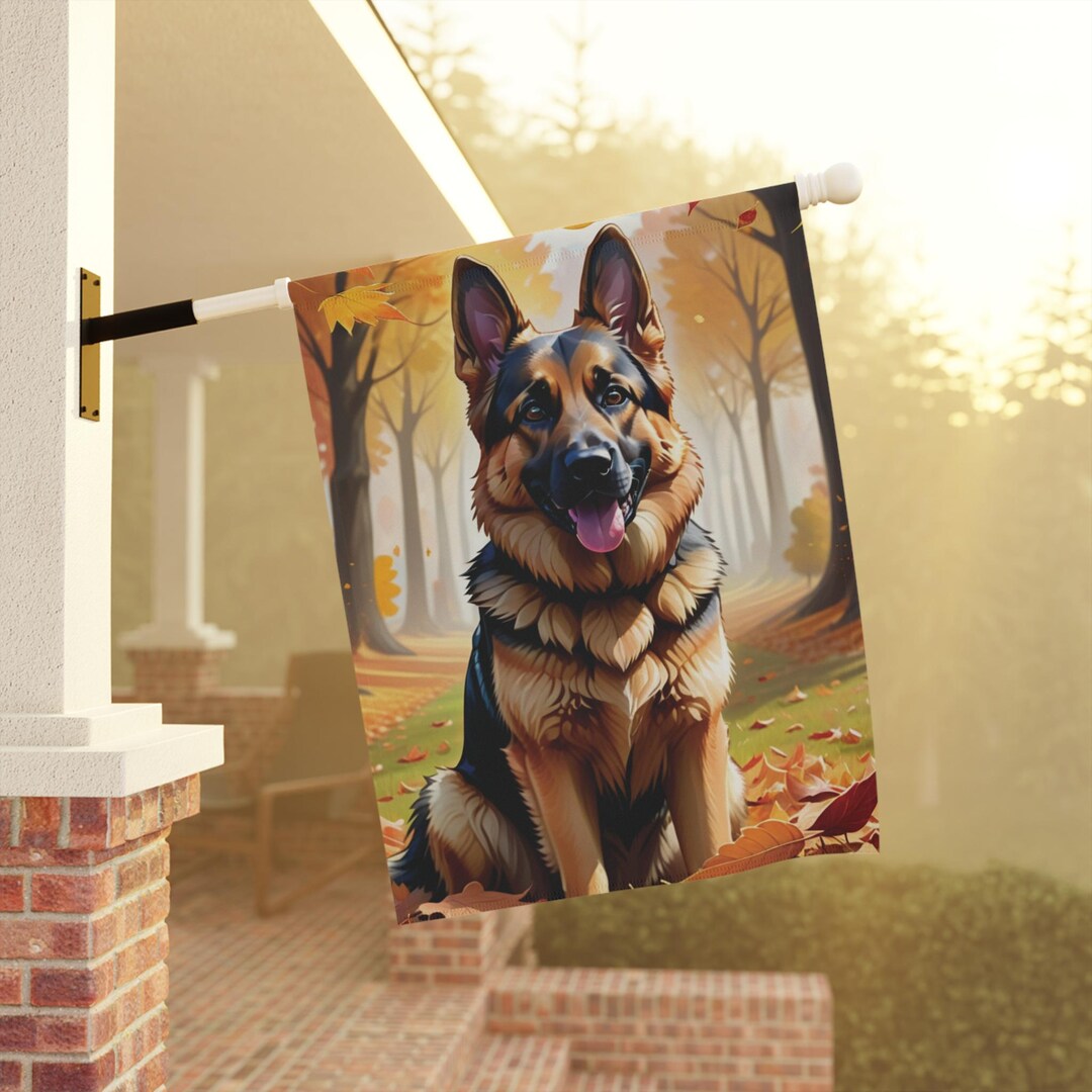 German Shepherd Fall Garden Flag, Outdoor German Shepherd House Banner ...