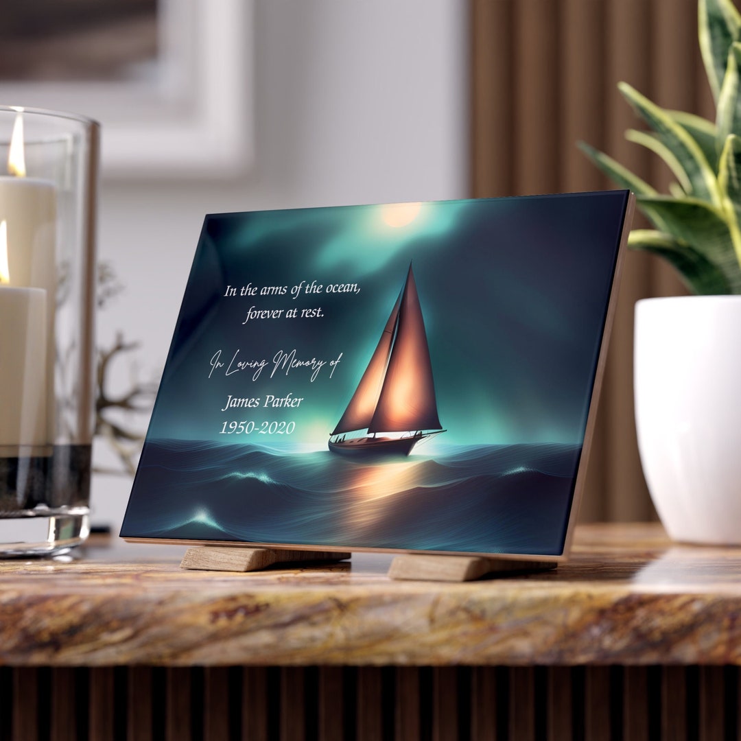 Personalized Memorial Tile With Sailboat, in Loving Memory Of, Ceramic ...