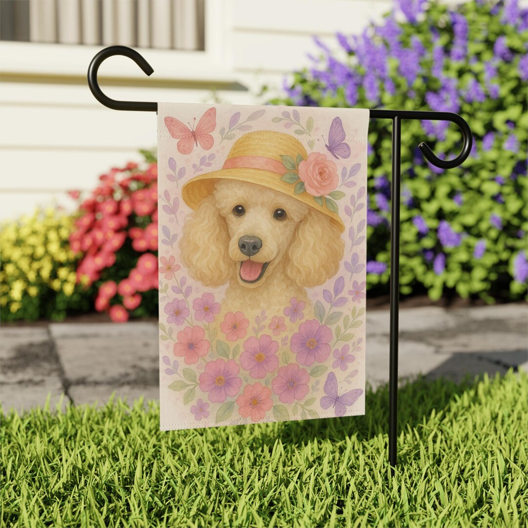 Spring Poodle Flag, Floral Garden Banner, Dog Lover Gift, Outdoor Decor ...