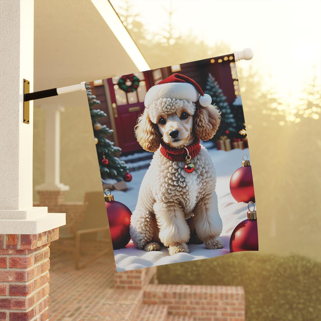 Garden Flag, Winter Poodle Flag, Holiday House Decor, Outdoor Poodle ...