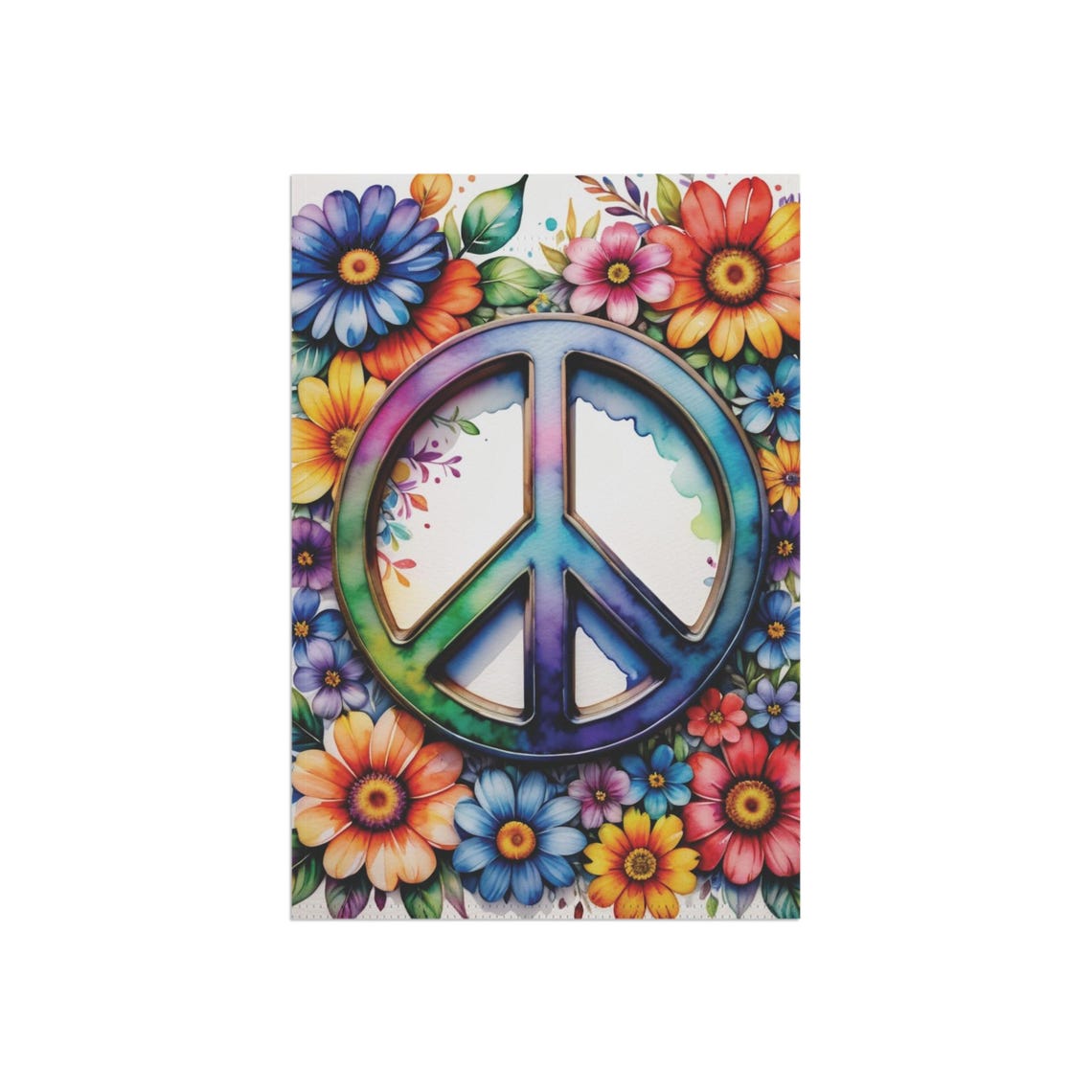 Peace Flag, Floral Peace Sign, Spring Yard Decor, Hippie Outdoor Banner ...