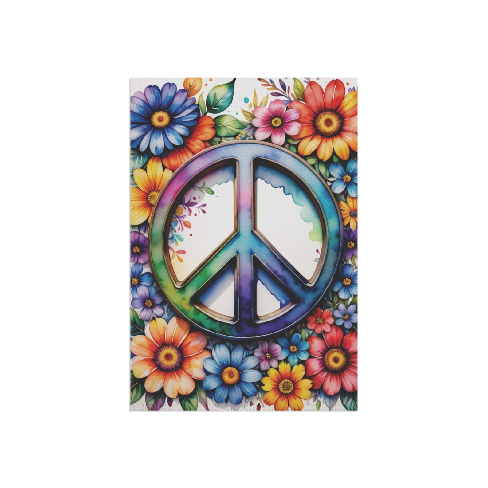 Peace Flag, Floral Peace Sign, Spring Yard Decor, Hippie Outdoor Banner ...