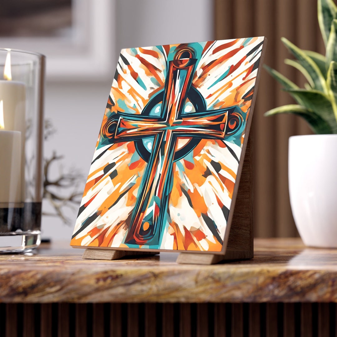 Ceramic Photo Tile, Christian Art, Cross Art, Religious Ceramic Tile ...