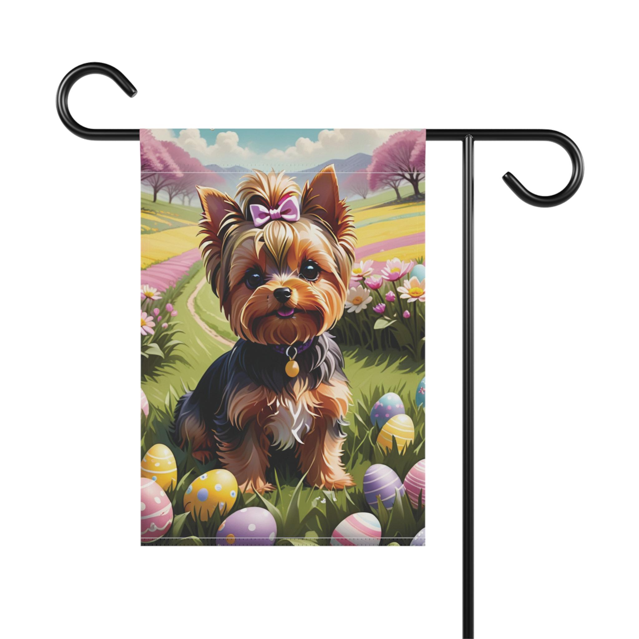 Cute Yorkie Flag for Easter, House Garden Decoration, Small Dog Lover ...