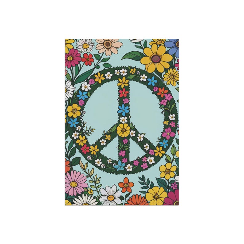 Peace Flag, Floral Peace Sign, Spring Yard Decor, Hippie Outdoor Banner ...