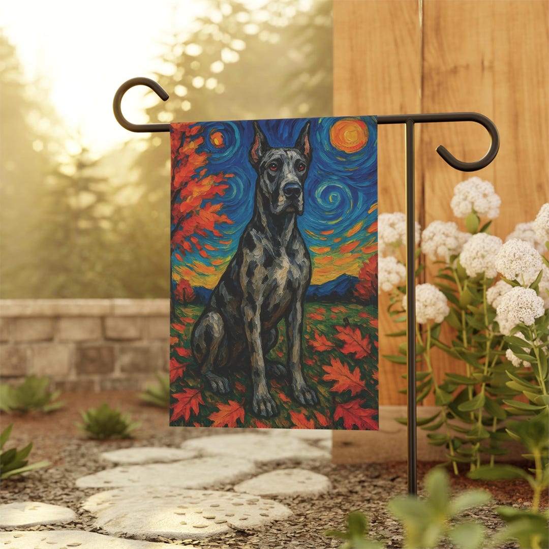 Great Dane Garden Flag, Fall Dog Yard Flag, Autumn Outdoor Decor, Van ...