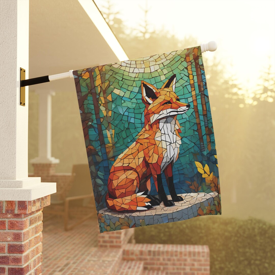Garden Banner, Fox Flag for Garden, Fox Mosaic Flag for House, Fox Home ...