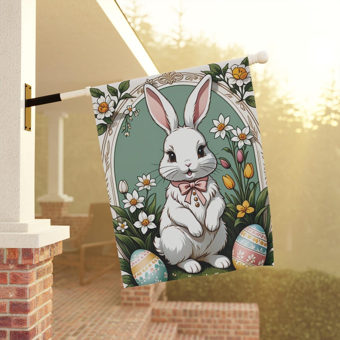 Easter Garden Flag, Easter Bunny Flag, Easter Rabbit Flag, Easter Bunny ...