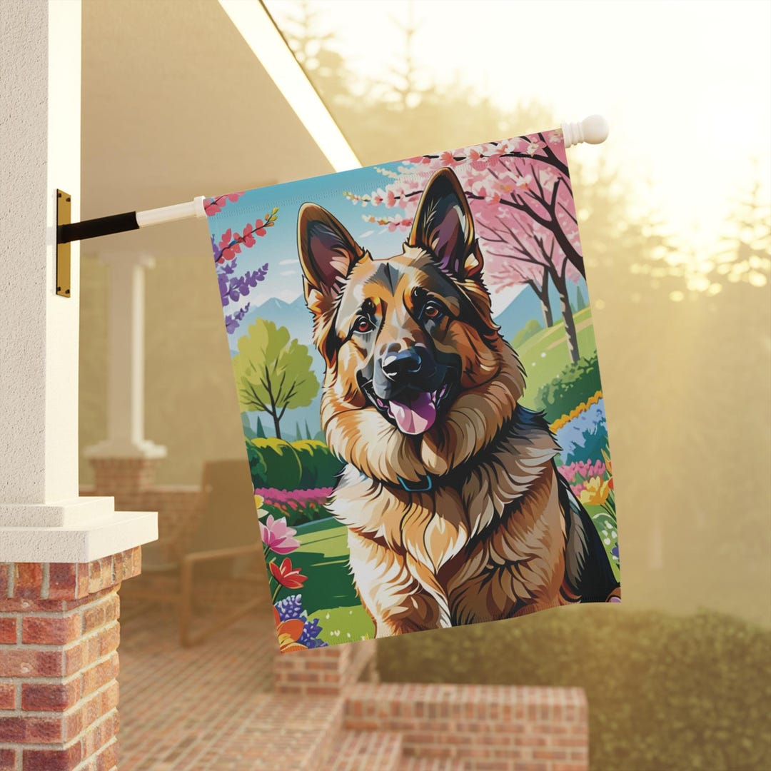 Garden Banner, Spring German Shepherd Flag, German Shepherd Garden Flag ...