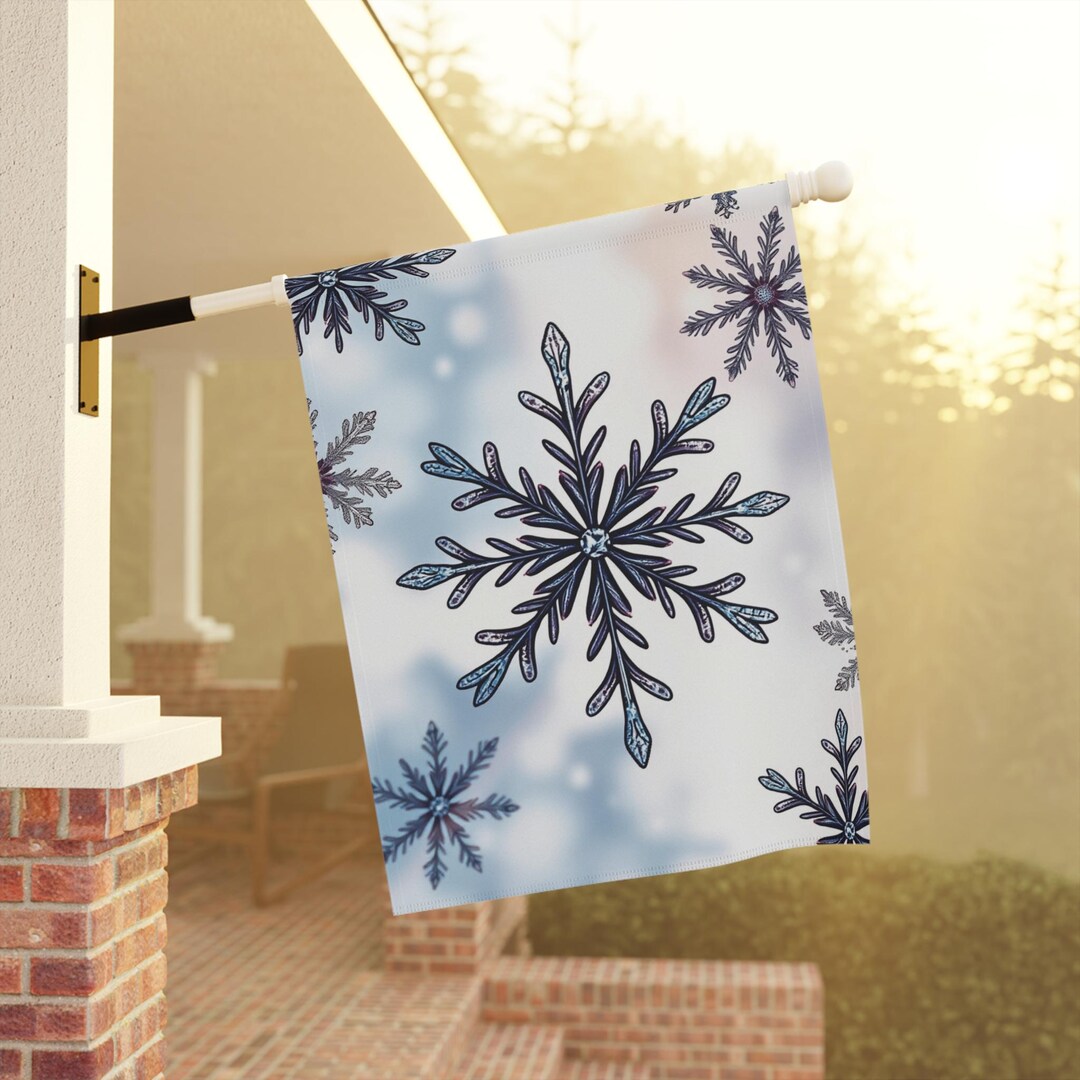 Winter Snowflake Garden Flag, Snowflake House Banner, Seasonal Outdoor ...