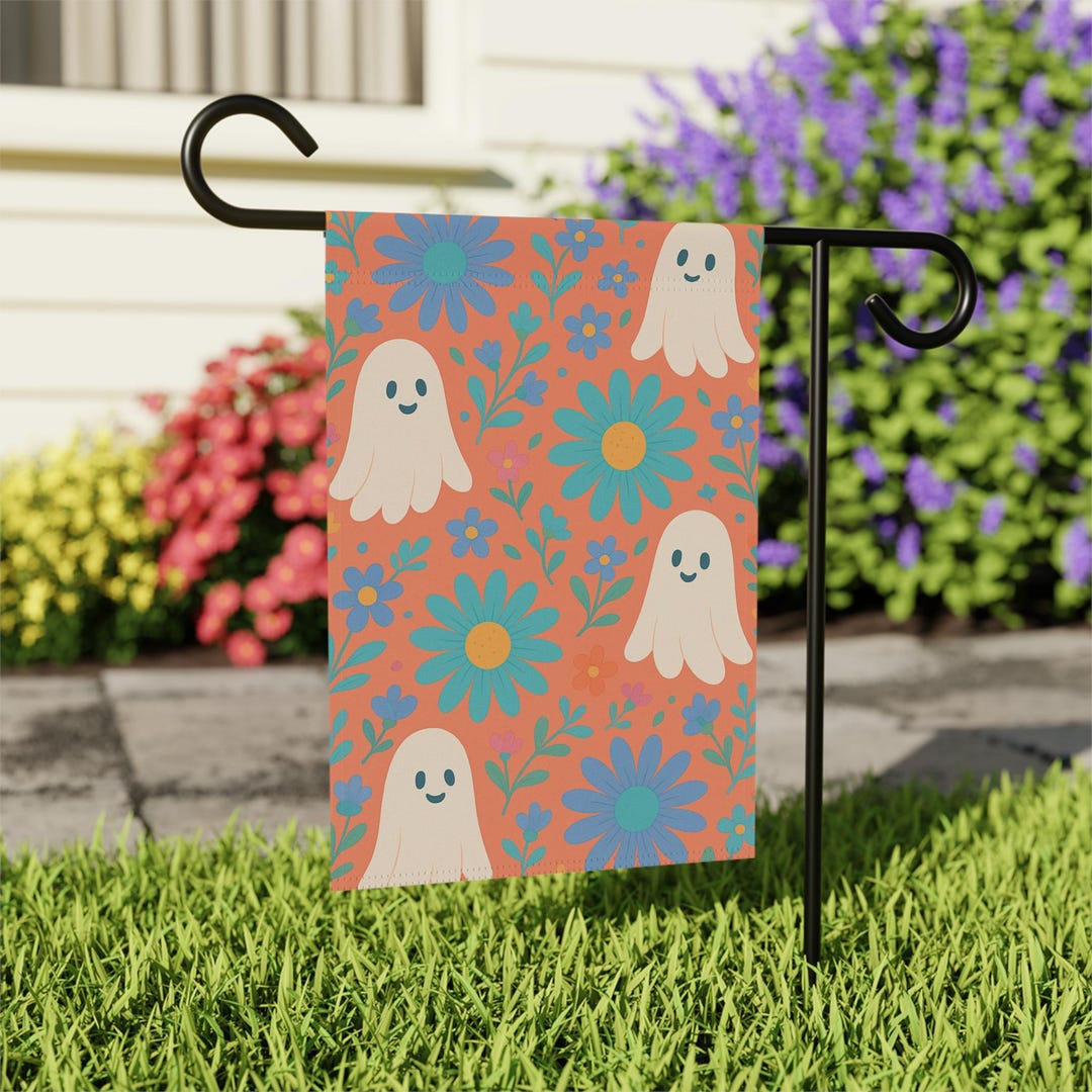 Pastel Ghost Garden Flag – Spooky Floral Halloween Decor - Etsy