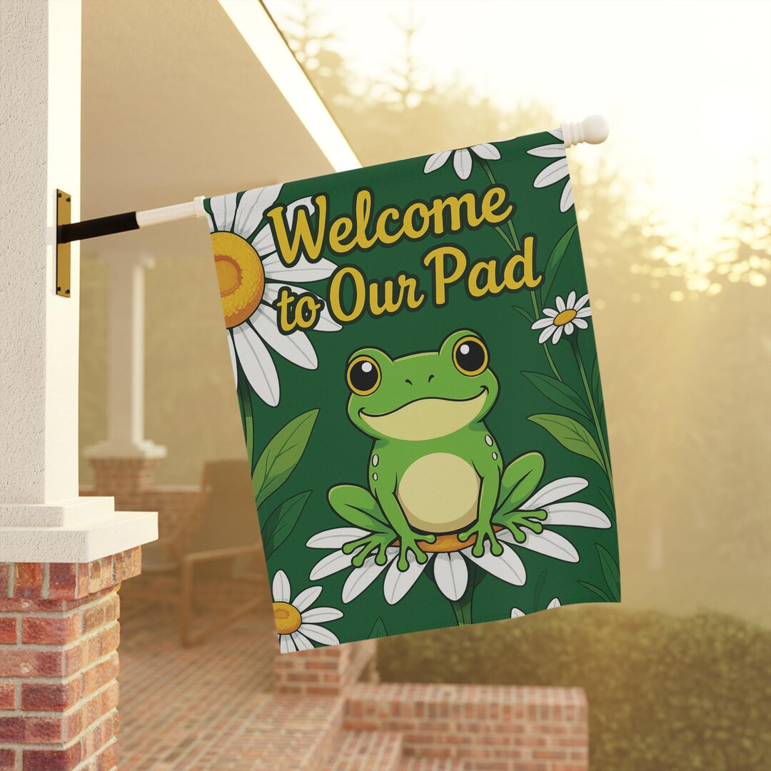 Garden Banner, Welcome to Our Pad Flag, Frog Lover Flag, House Flag ...
