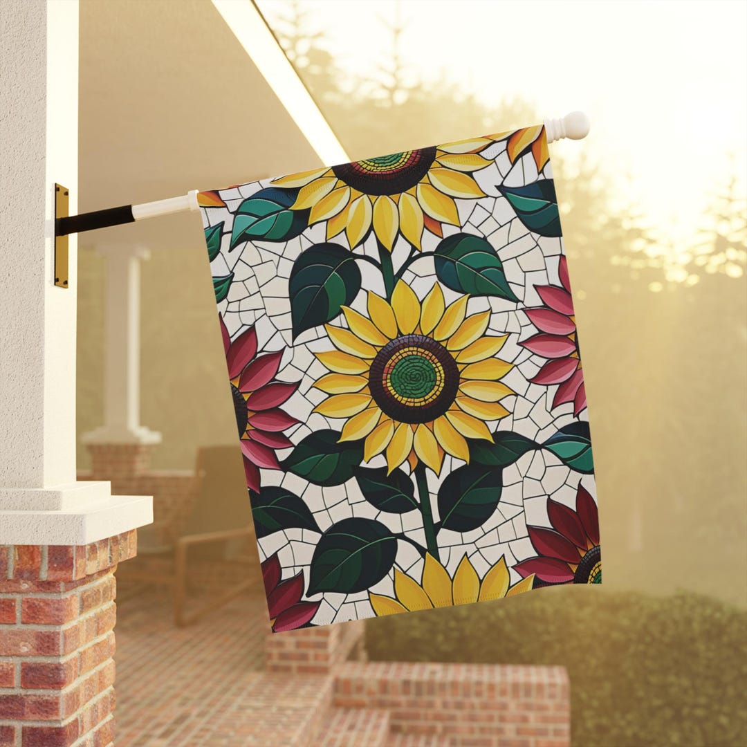 Mosaic Flag, Mosaic Style Sunflower Flag for Summer, Outdoor House ...