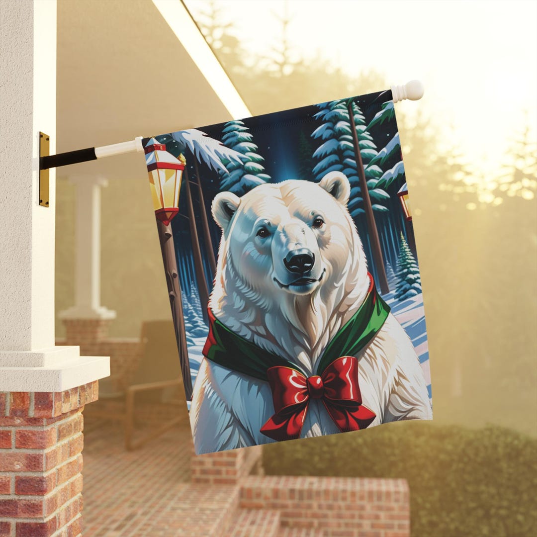 Christmas Polar Bear Flag, Winter Festive Garden & House Banner ...