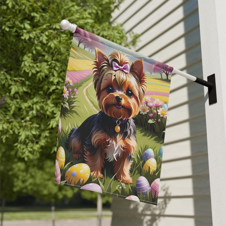 Cute Yorkie Flag for Easter, House Garden Decoration, Small Dog Lover ...