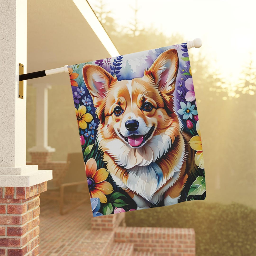 Spring Corgi Flag Decoration for Garden & House, Corgi Yard Flag ...