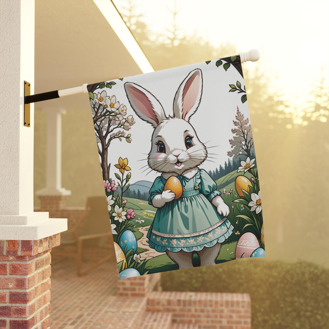 Easter Garden Flag, Easter Bunny Flag, Easter Rabbit Flag, Easter Bunny ...