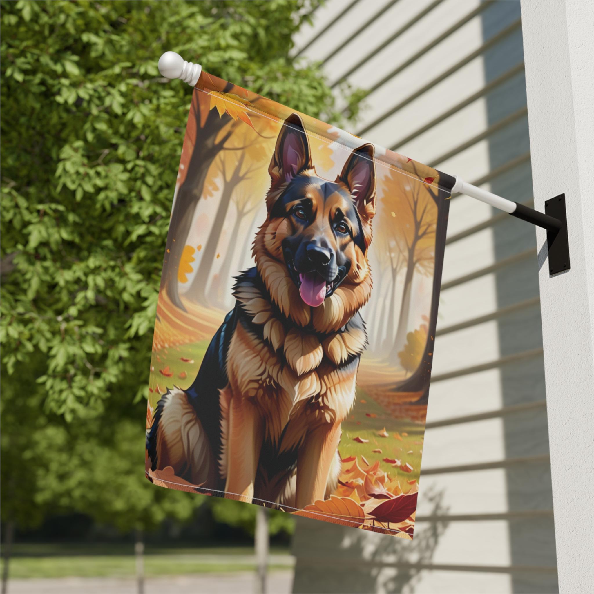 German Shepherd Fall Garden Flag, Outdoor German Shepherd House Banner ...