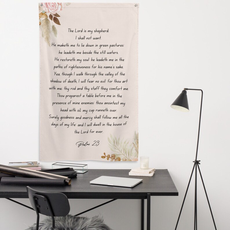Psalm 23 Banner, Christian Banner, Polyester Banner, Bible Verse ...