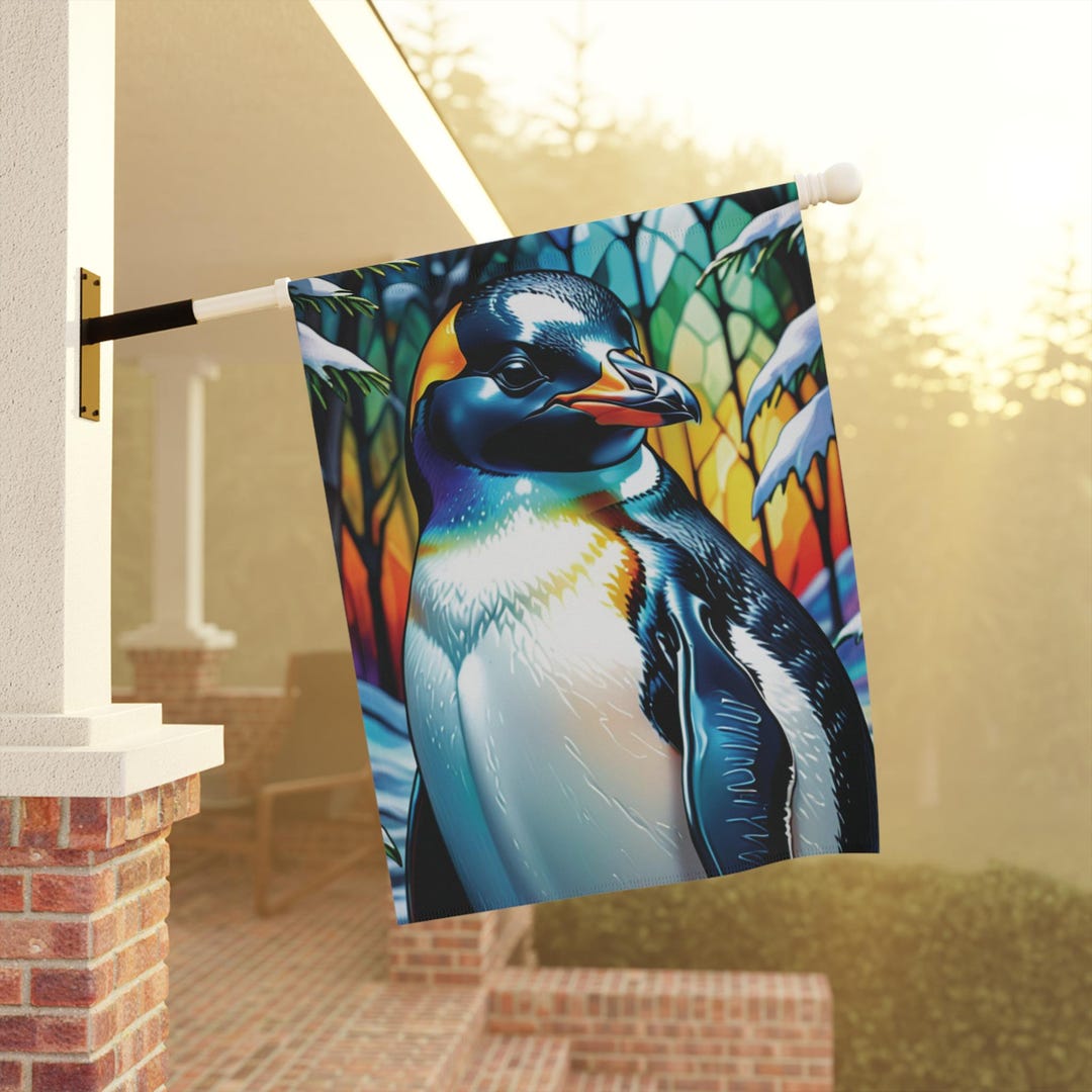 Penguin Flag, Winter Holiday Banner, Christmas Garden Decor, Christmas ...