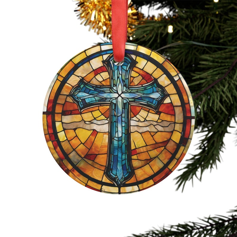 Acrylic Ornament With Ribbon, Christian Ornament, Cross Ornament ...