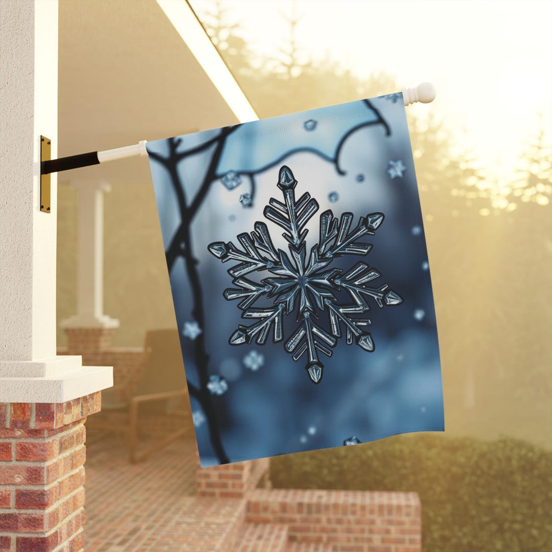 Winter Snowflake Garden Flag, Stained Glass Snowflake House Banner ...