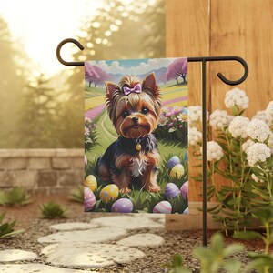 Cute Yorkie Flag for Easter, House Garden Decoration, Small Dog Lover ...