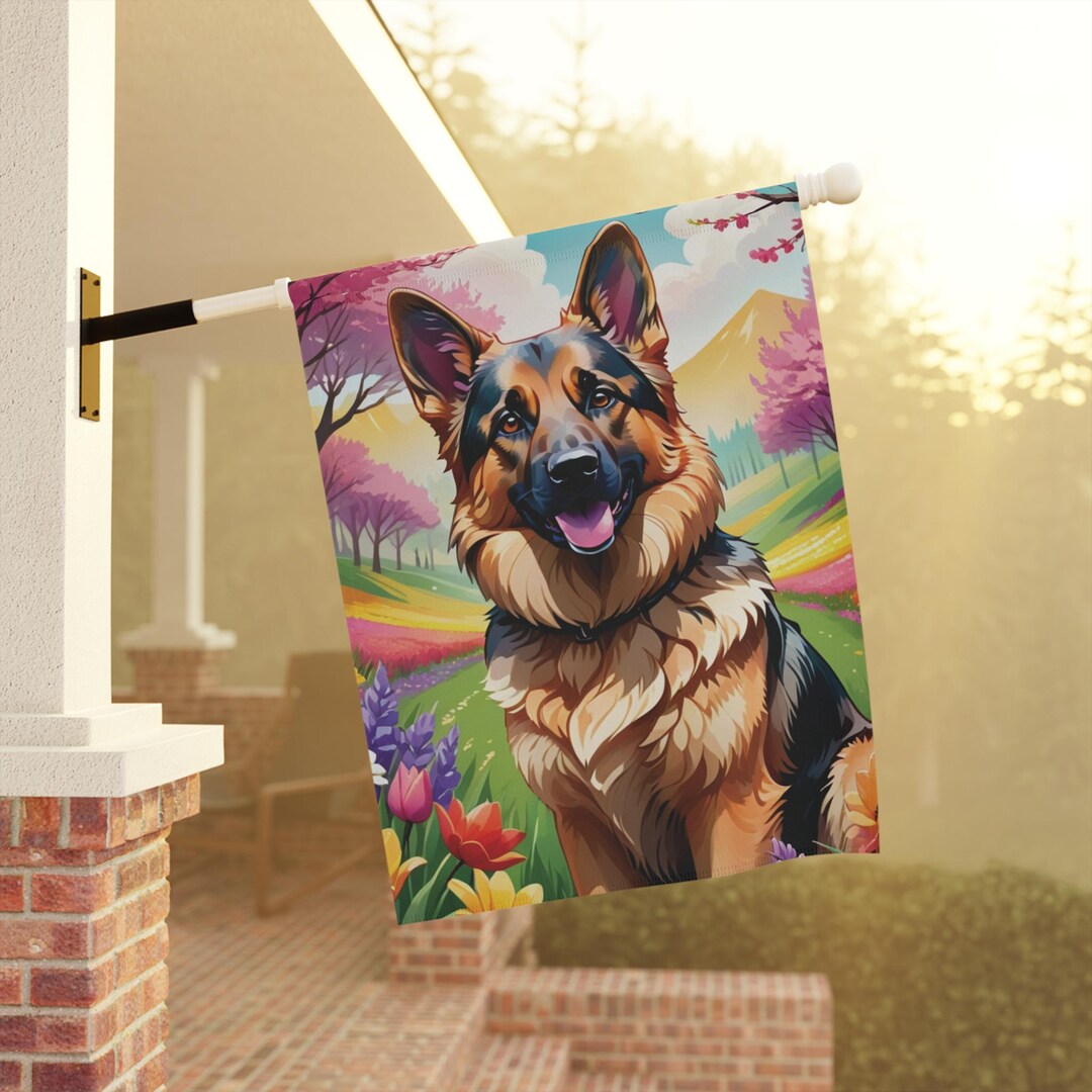 Garden Banner, Spring German Shepherd Flag, German Shepherd Garden Flag ...