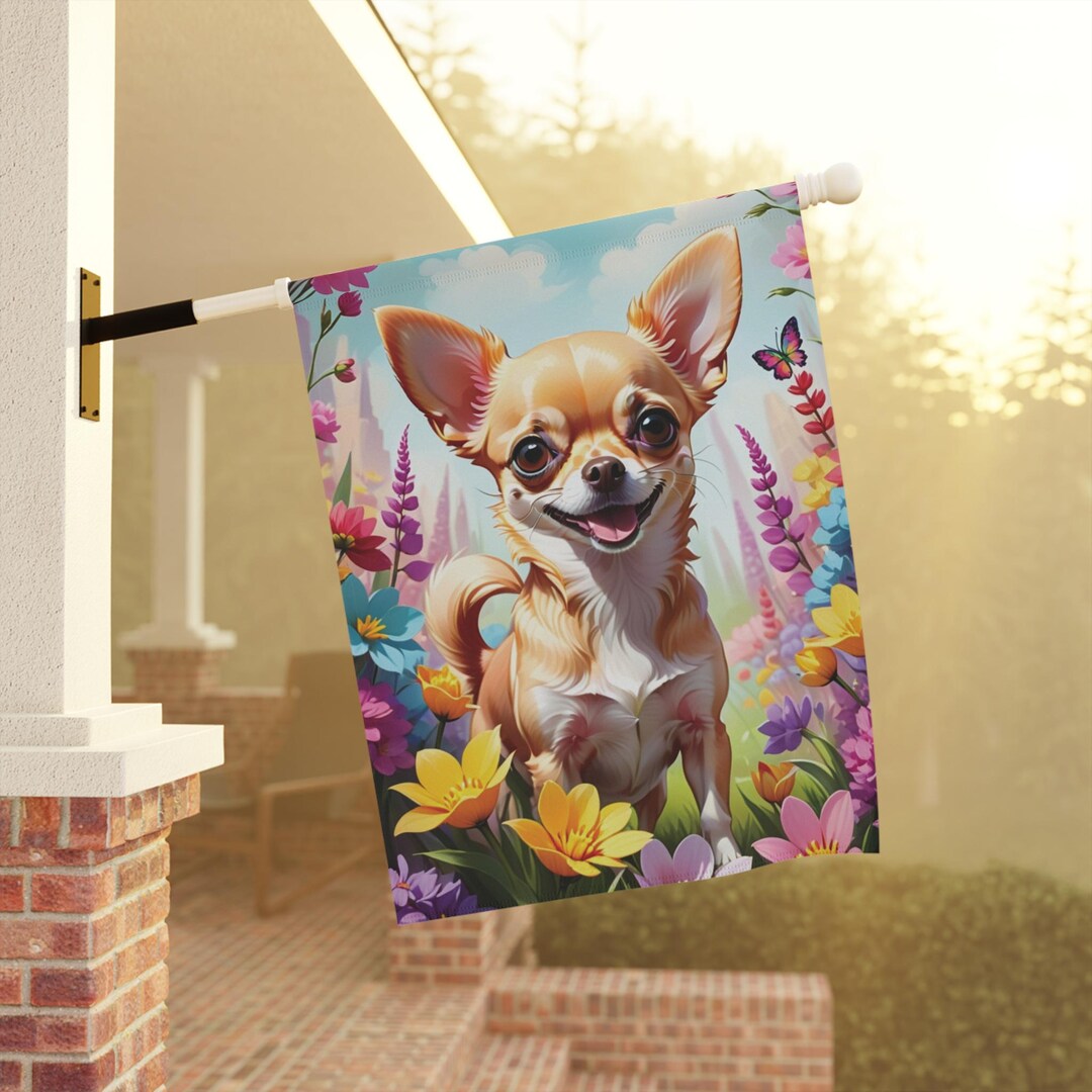 Garden Banner, Spring Flag, Chihuahua Flag, Dog Mom, Pet Decor, Easter ...